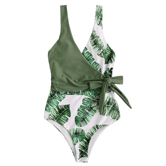 Swim | New Tropical Leaf Color Blocked Wrap Monokini | Poshmark